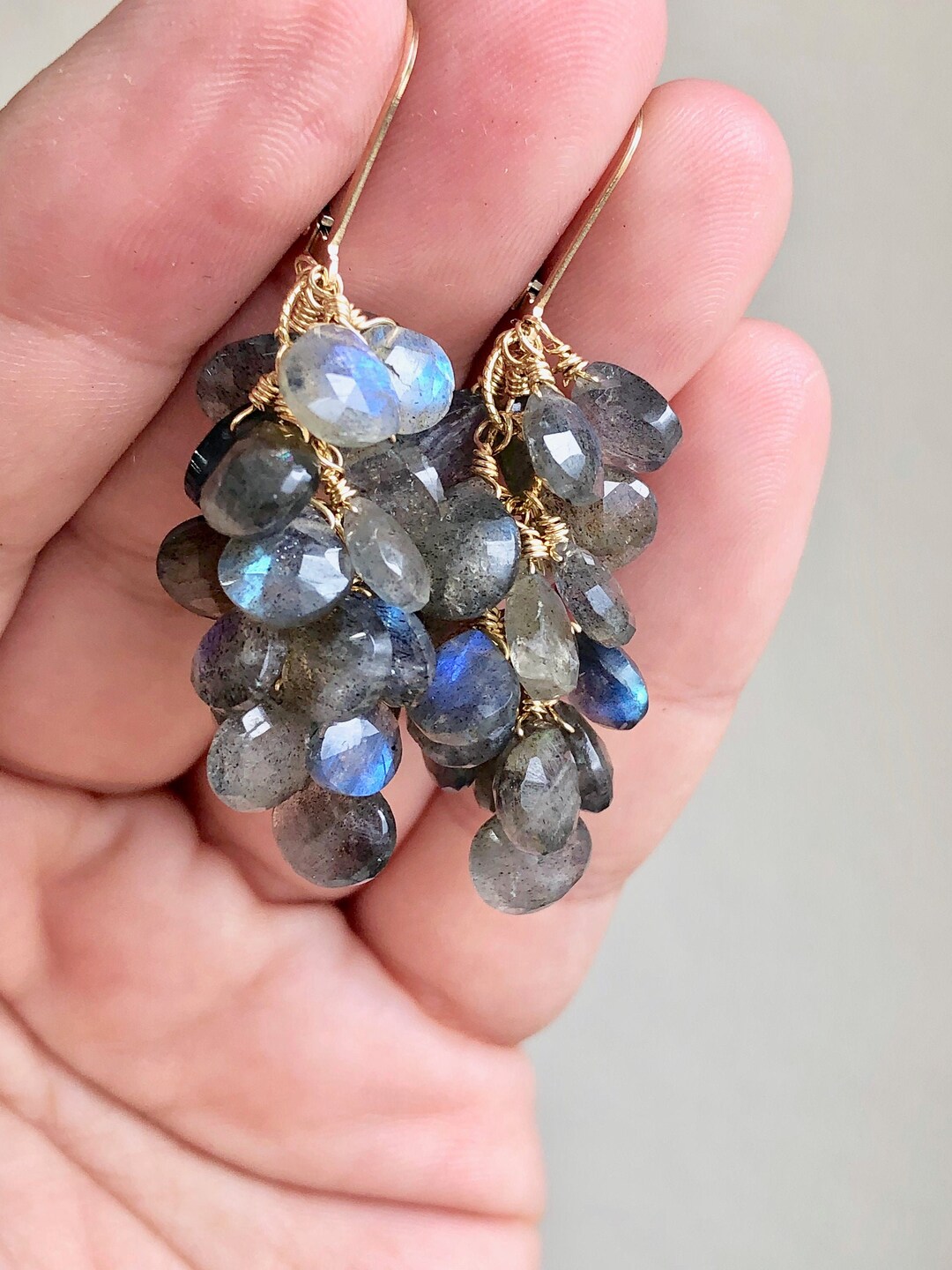 Labradorite Cluster Earrings, Labradorite Dangle Statement Drop ...