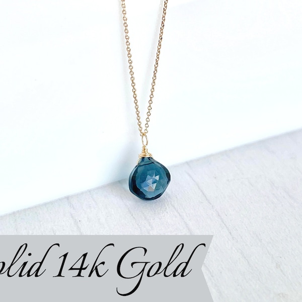 Blue Topaz Real Gold Necklace - Etsy