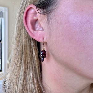 Garnet Earrings Red Garnet Cluster Earrings in Gold or - Etsy