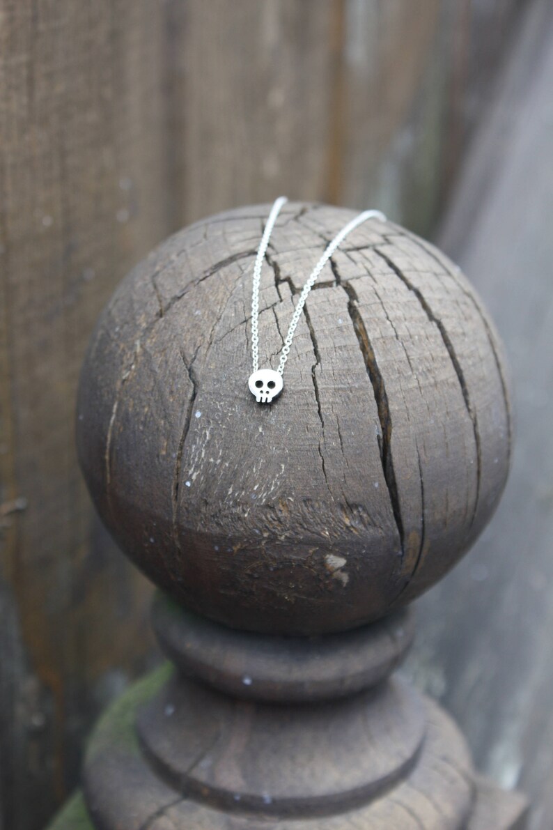 Tiny Skull Necklace Dainty Skull Necklace Halloween Skull | Etsy