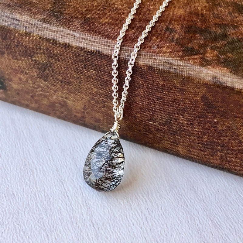 Silver Black Pendant Drop - Etsy