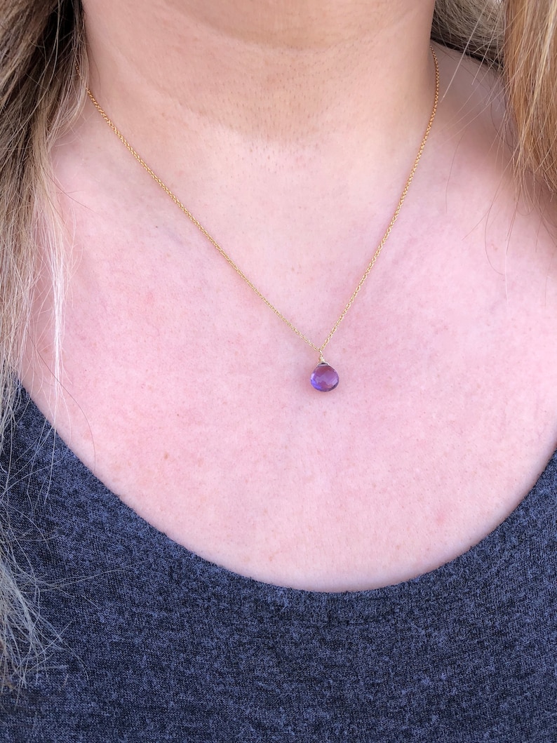 Amethyst Necklace, February Birthstone, Purple Amethyst Teardrop ...