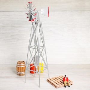 Gray Windmill Miniature 8 Inch Tall | Old West Farm Model Windmill ...