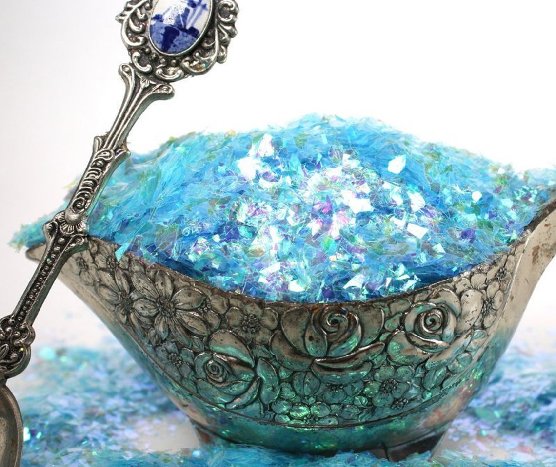 Blue (light) Iridescent Ice Flakes Art Glitter Craft Glitter Decoration ...