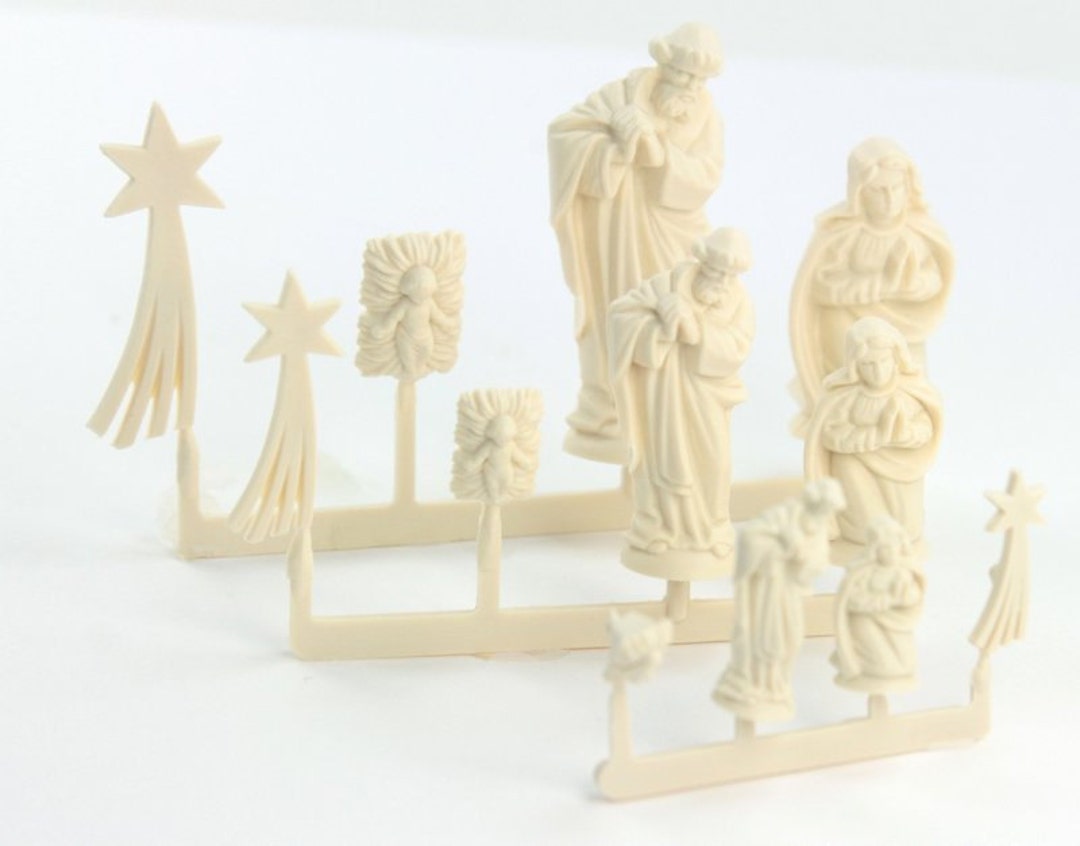 Miniature Manger Nativity Scene Large Set of 4 | Christmas Miniature ...