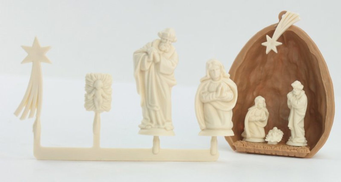 Miniature Manger Nativity Scene Medium Set of 4 | Christmas Miniature ...