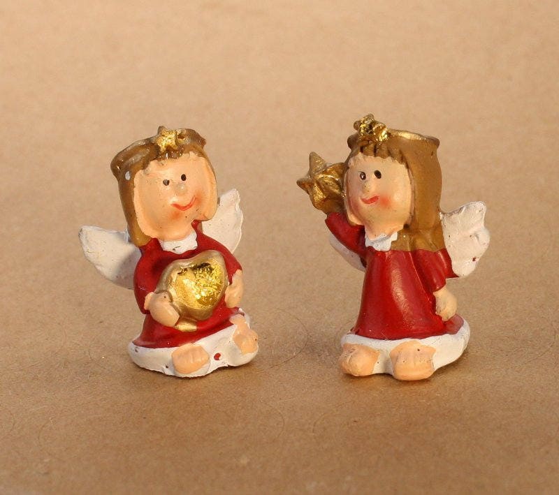 Angels Little Red Too Cute Set of 4 Miniature Angels | Etsy