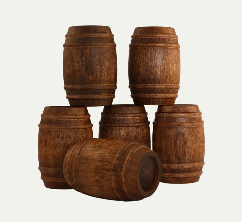 Brown Kegs Barrels Whiskey Pickle Set of 6 | Miniature Shop Barrels for ...