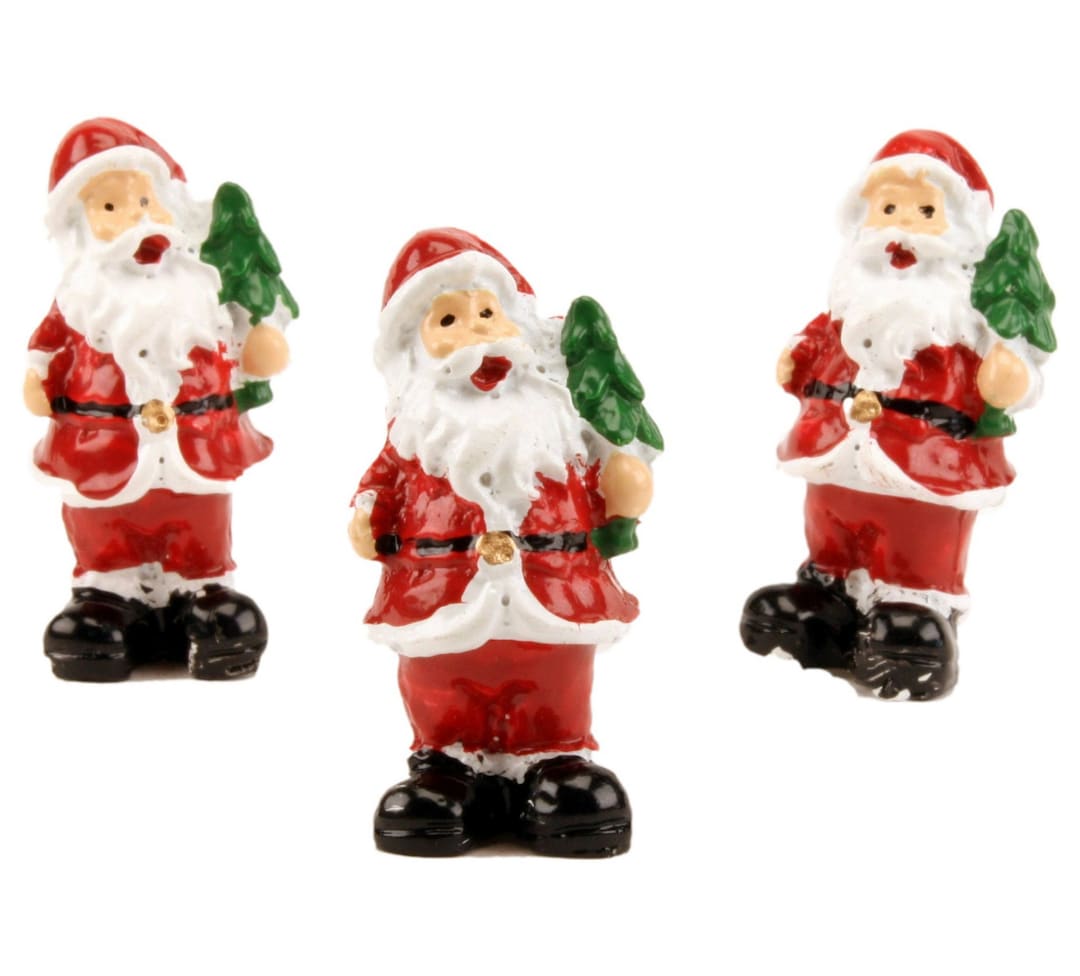 Christmas Santas Miniature Set of 3 | Santas Traditional Holding Tree ...