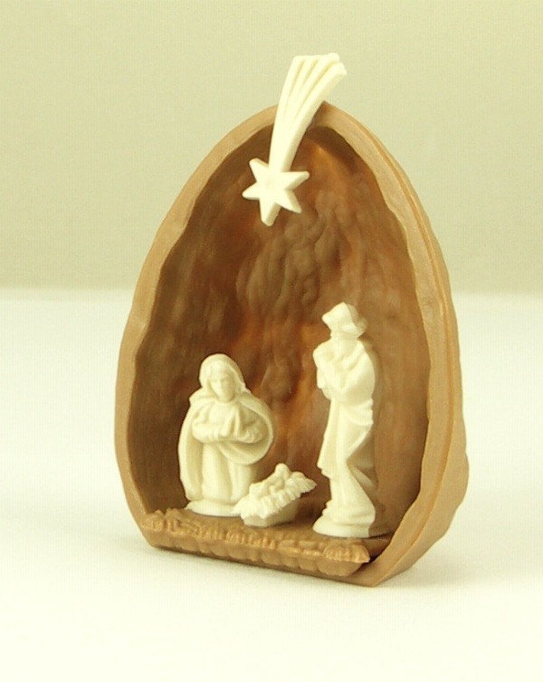 Miniature Nativity in Walnut Shell | German Import Nativity Scene ...