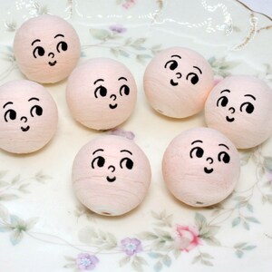Spun Cotton Smiley Face Heads With Faces Set of 8 | 1" Diameter - 24mm ...