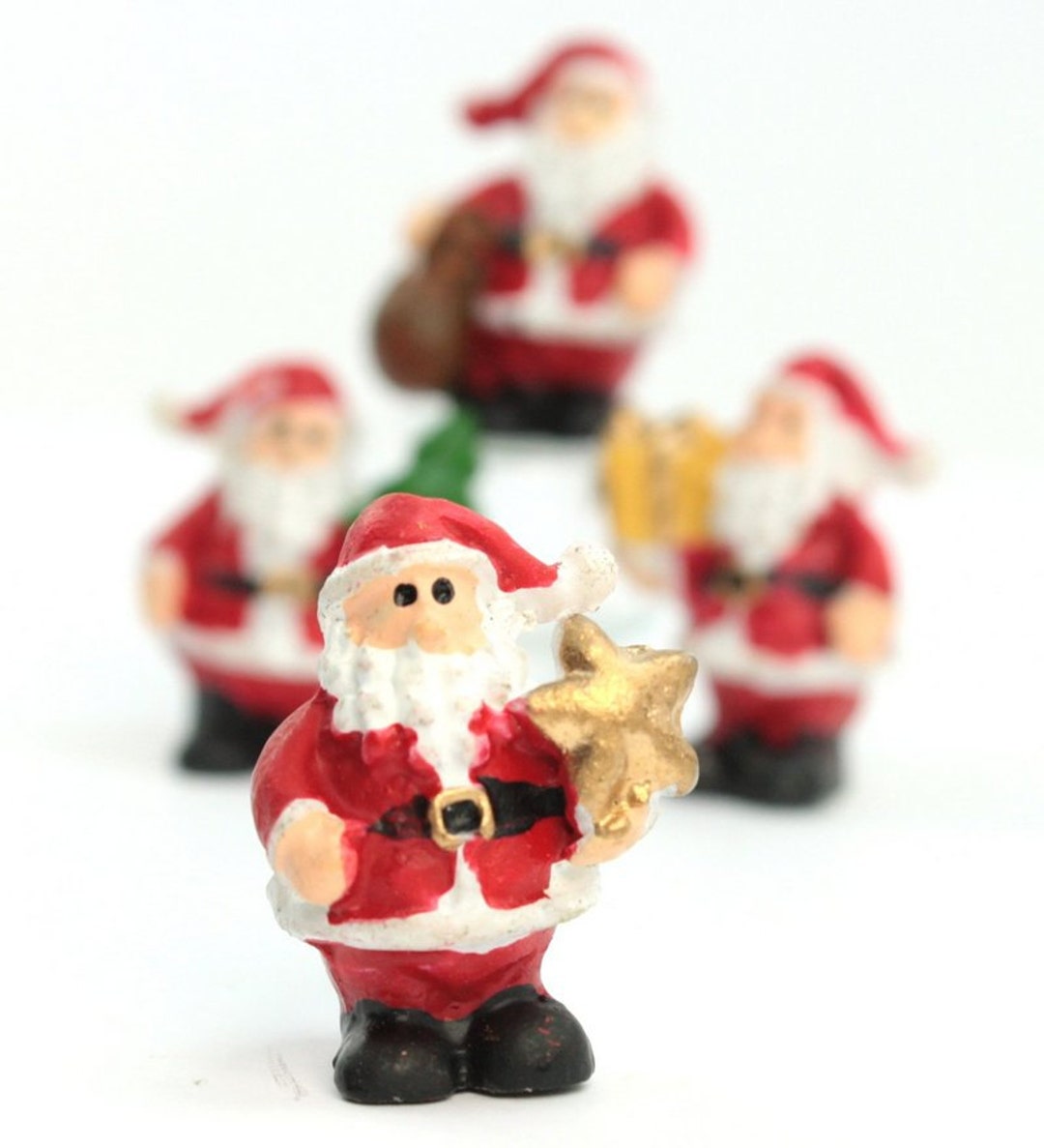 Standing Santa Miniature Set of 4 Christmas Figures Hand Painted Craft ...