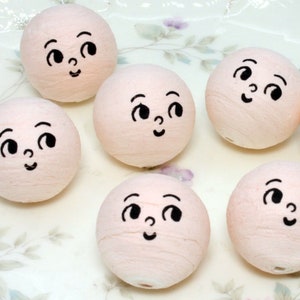 Spun Cotton Smiley Face Heads With Faces Set of 8 | 1" Diameter - 24mm ...