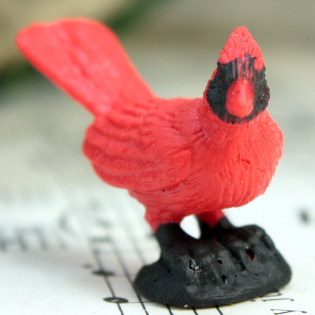 Cardinal Birds Miniature Set of 4 | Hand Painted | Soft Rubber Cardinal ...