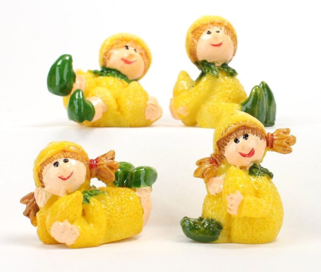 Lil Pixies Tiny Fruit Miniature Set Of 4 Lemon Girl Set Hand