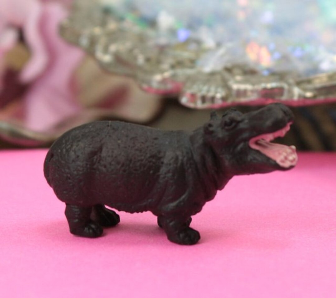 Vintage Hippo Miniature Set of 4 | Hand Painted | Miniature Happy Hippo ...
