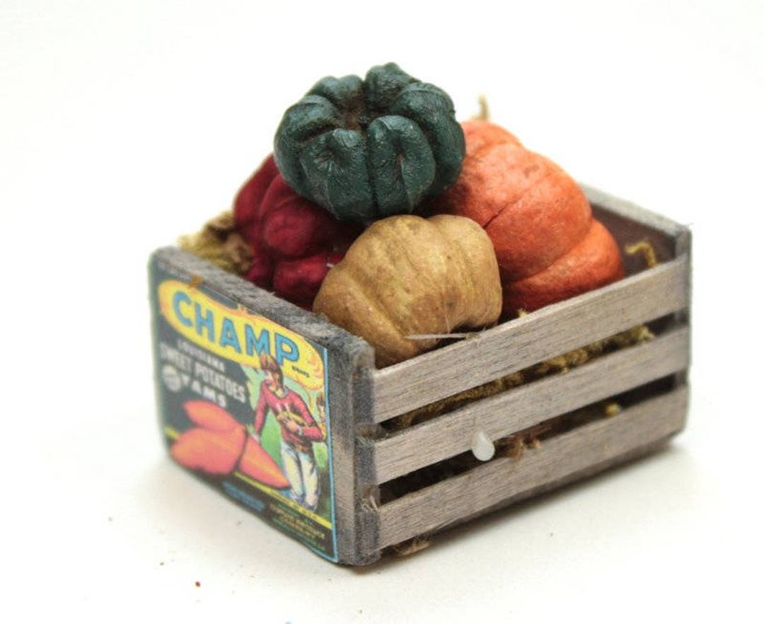Miniature Pumpkins Crate Figurines | Realistic Mini Pumpkins in A Retro ...