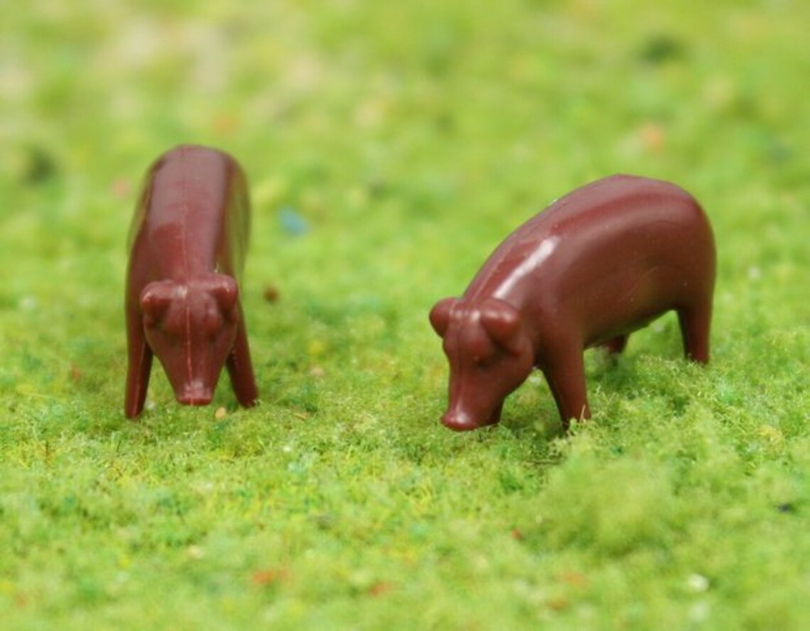 Miniature Brown Pigs Set of 6 Farm Animals Figurines Craft - Etsy