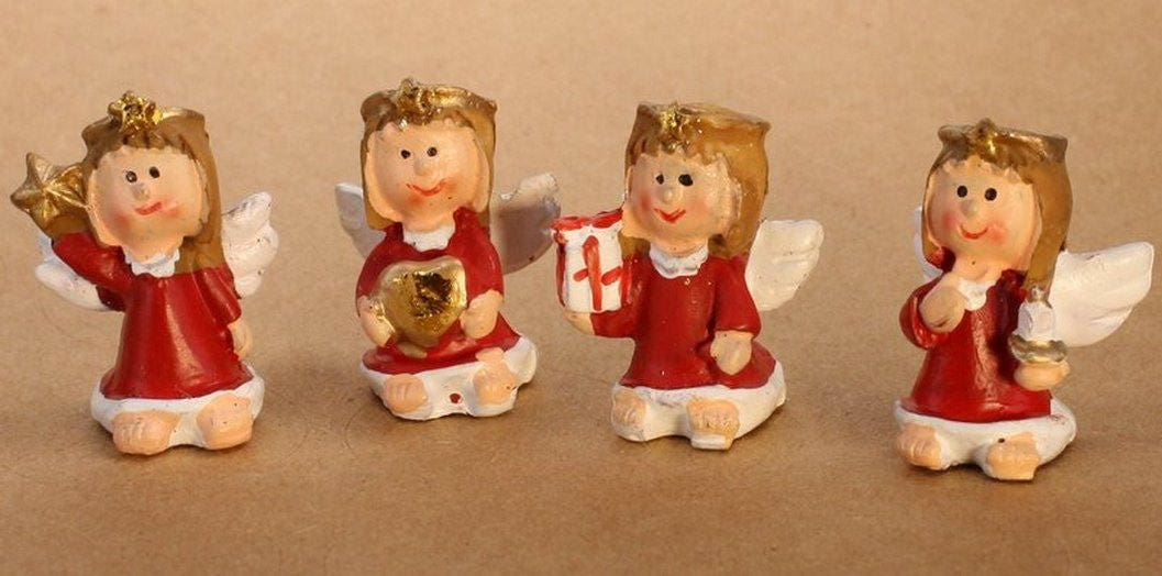 Angels Little Red Too Cute Set of 4 Miniature Angels | Etsy