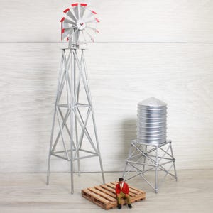 Gray Windmill Miniature 8 Inch Tall | Old West Farm Model Windmill ...