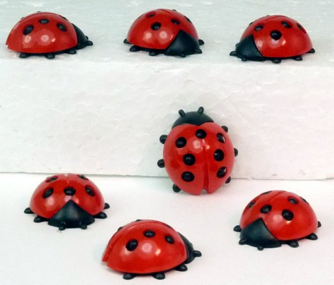 German Ladybugs Miniature Set of 6 Large Miniature Dollhouse Fairy ...