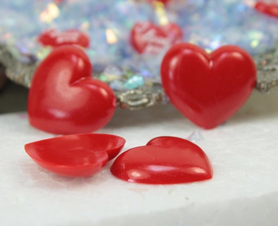 Large Red Flatback Hearts Set of 12 | German Import | Craft Project ...
