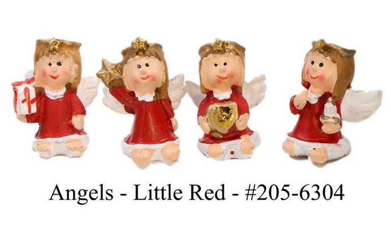 Angels Little Red Too Cute Set of 4 Miniature Angels - Etsy
