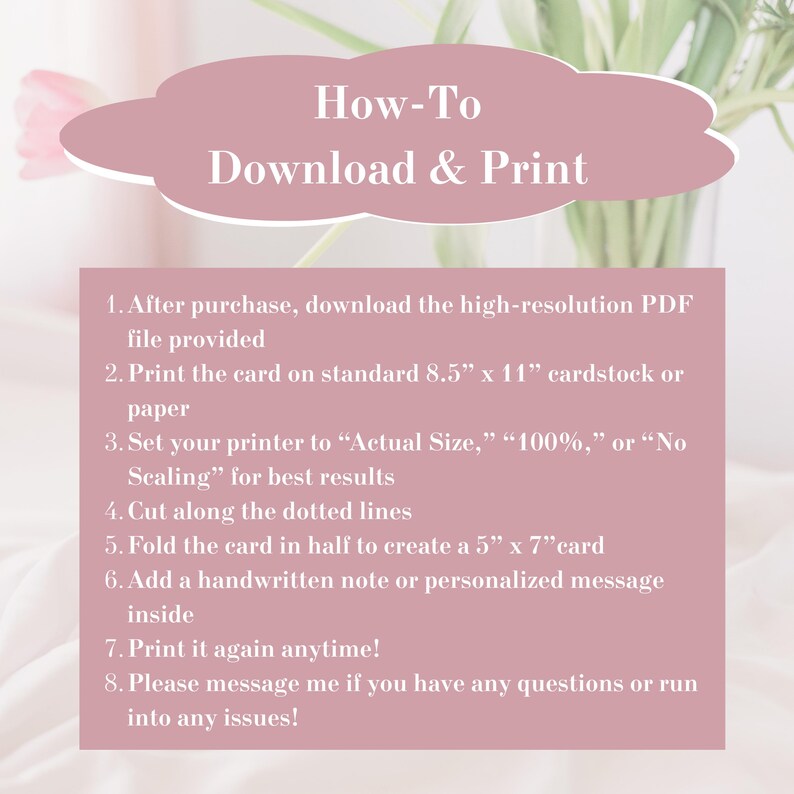 Printable Mother’s Day Card – Cute DIY Personalize for Mom (instant ...