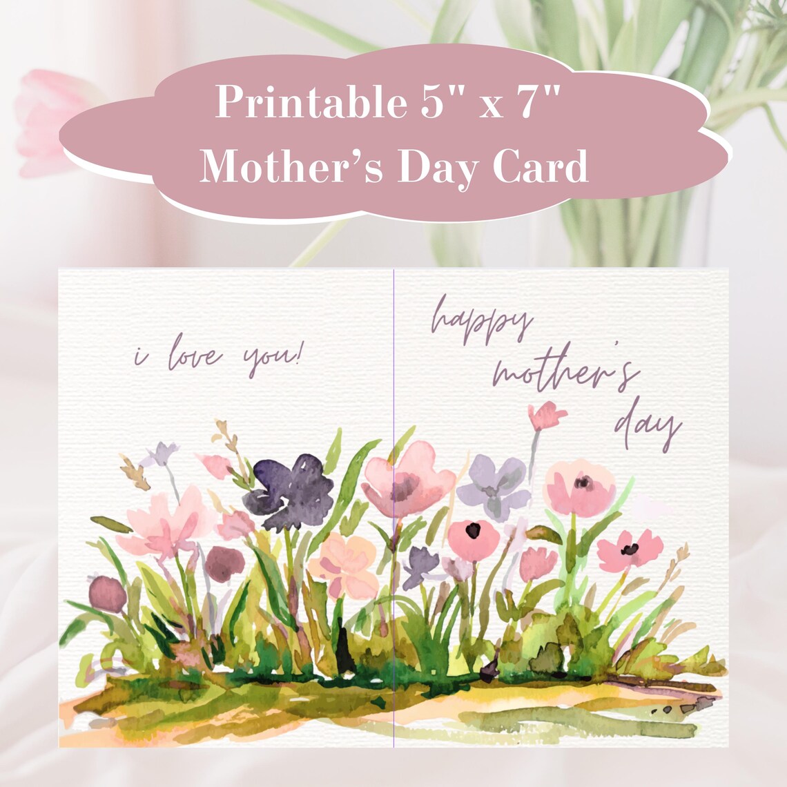 Printable Mother’s Day Card – Cute DIY Personalize for Mom (instant ...