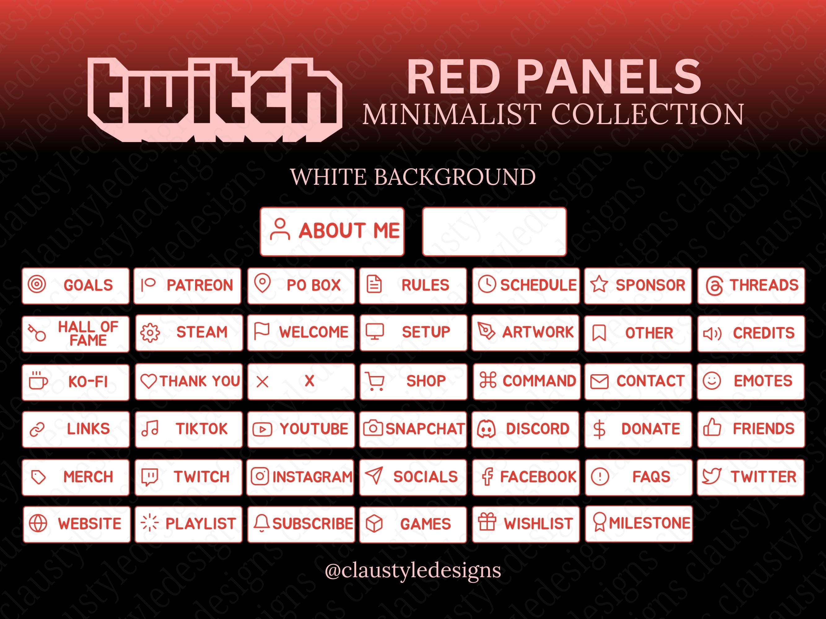 Red Twitch Panel Minimalist Twitch Panel Simple Panel Aesthetic Twitch ...