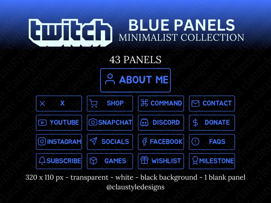 Blue Twitch Panel Minimalist Twitch Panel Simple Aesthetic Twitch Panel ...
