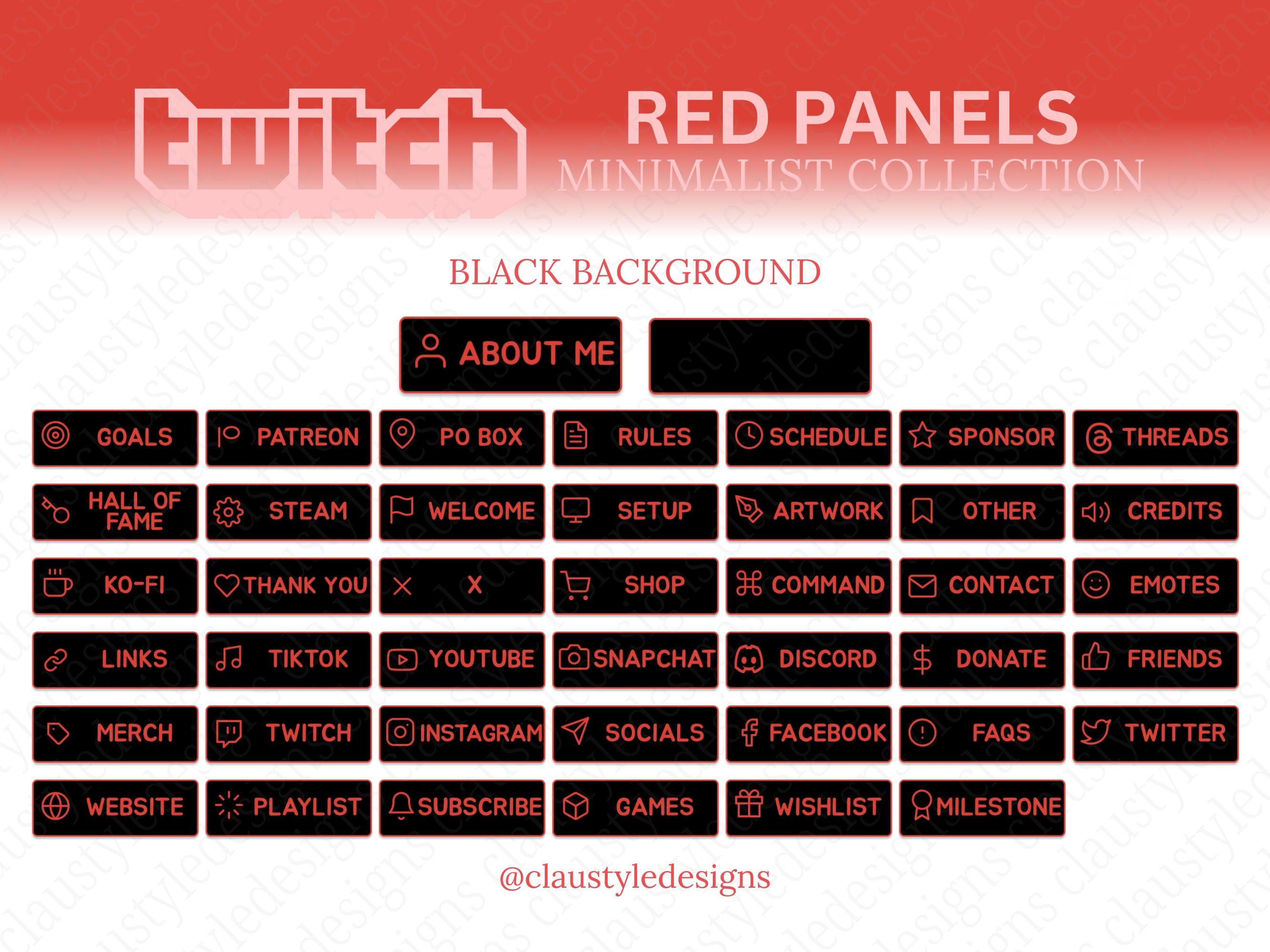 Red Twitch Panel Minimalist Twitch Panel Simple Panel Aesthetic Twitch ...
