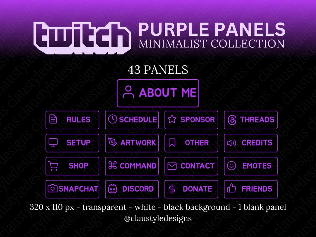 Purple Twitch Panel Minimalist Twitch Panel Simple Aesthetic Twitch ...