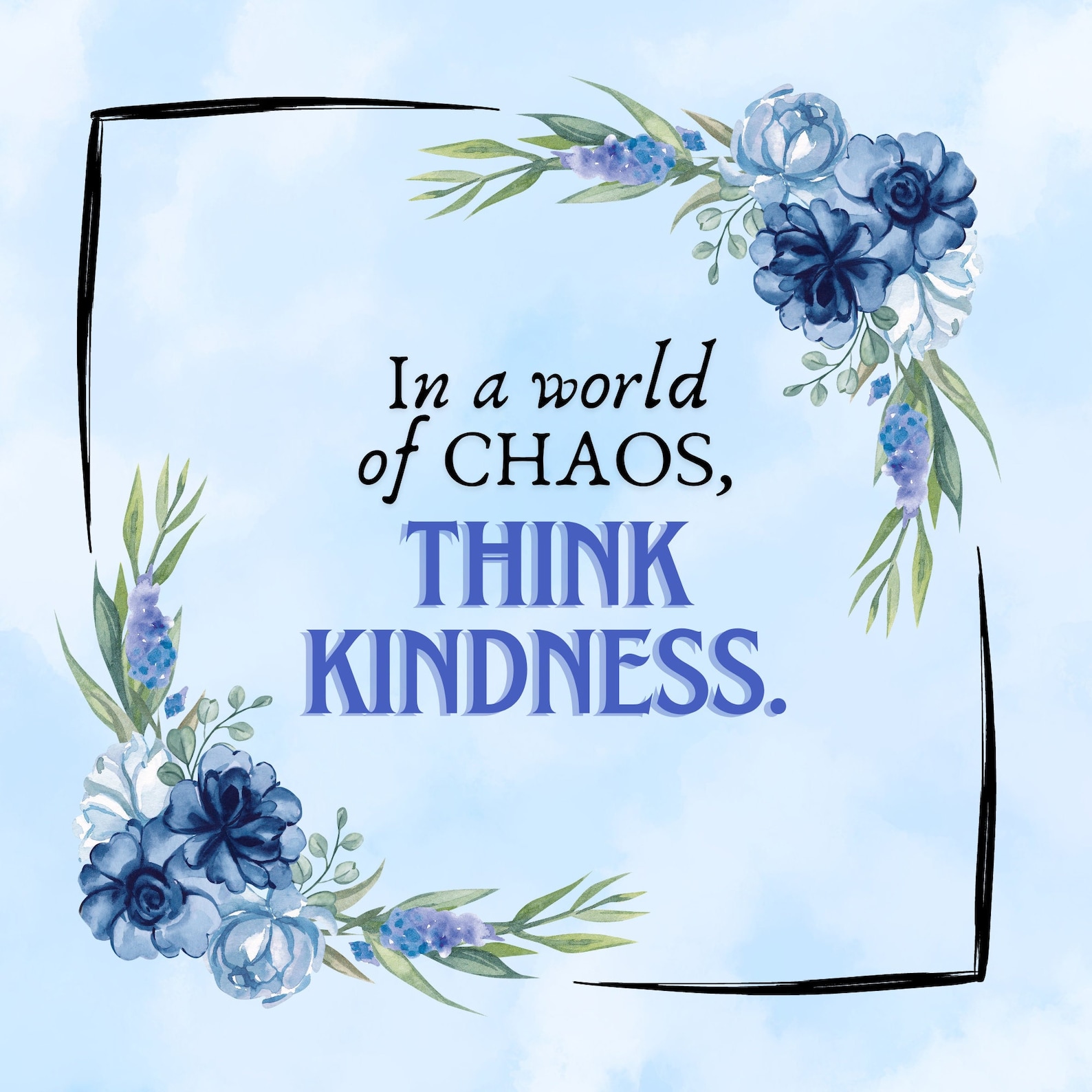 Blue Flower Printable Poster Instant PDF Download Floral Wall Art for ...