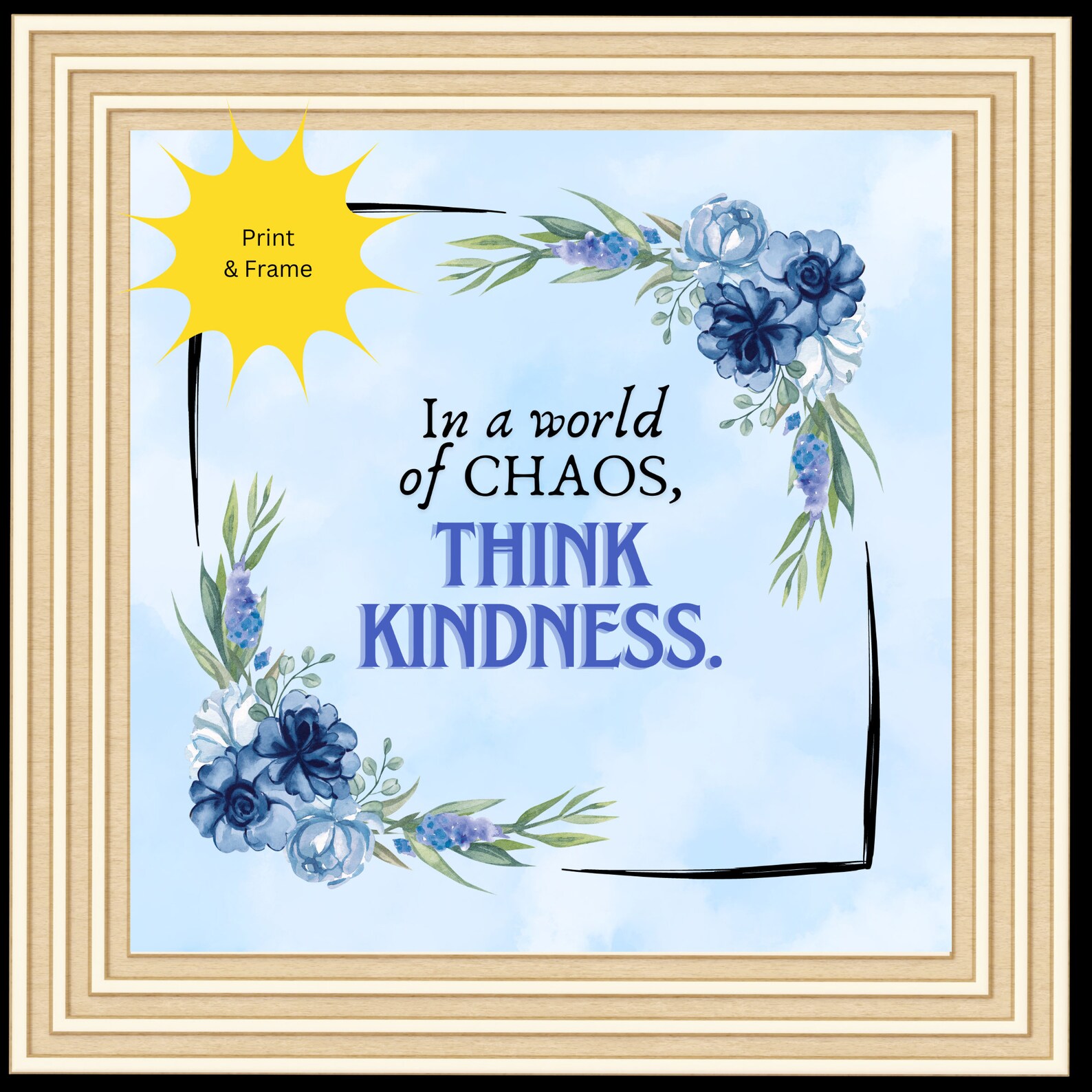 Blue Flower Printable Poster Instant PDF Download Floral Wall Art for ...