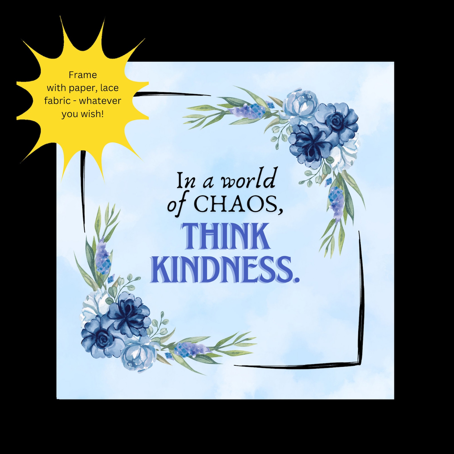 Blue Flower Printable Poster Instant PDF Download Floral Wall Art for ...