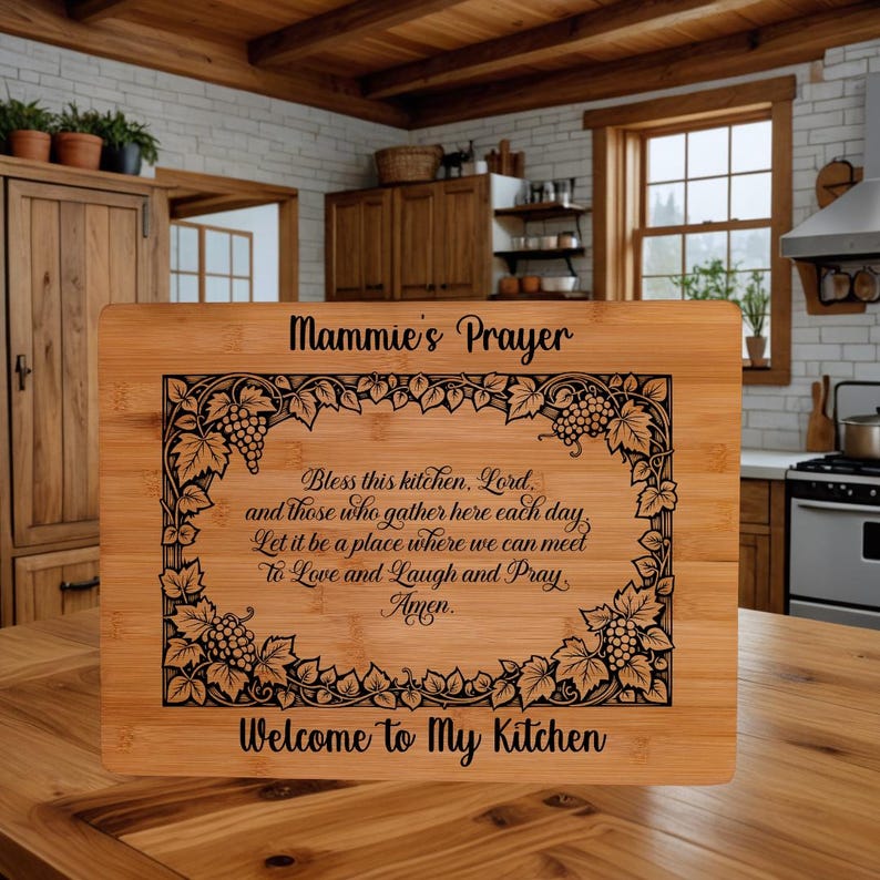 Kitchen Prayer on Christmas Cutting Board Thoughtful Personalized Gift ...