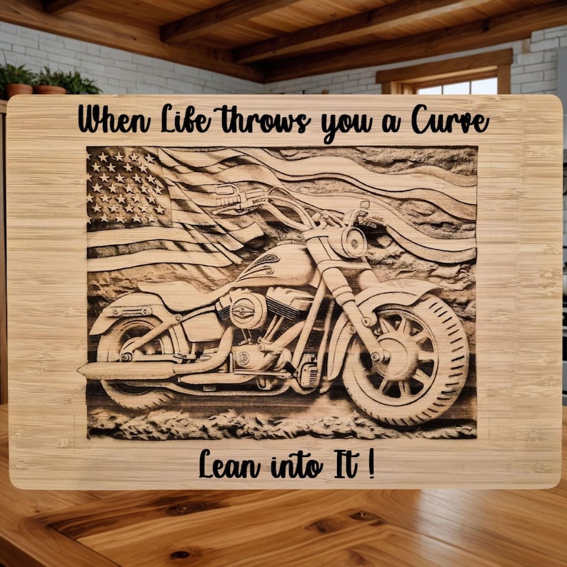 Motorcycle Bamboo Cutting Board: Biker Gift Engraved and Personalized ...