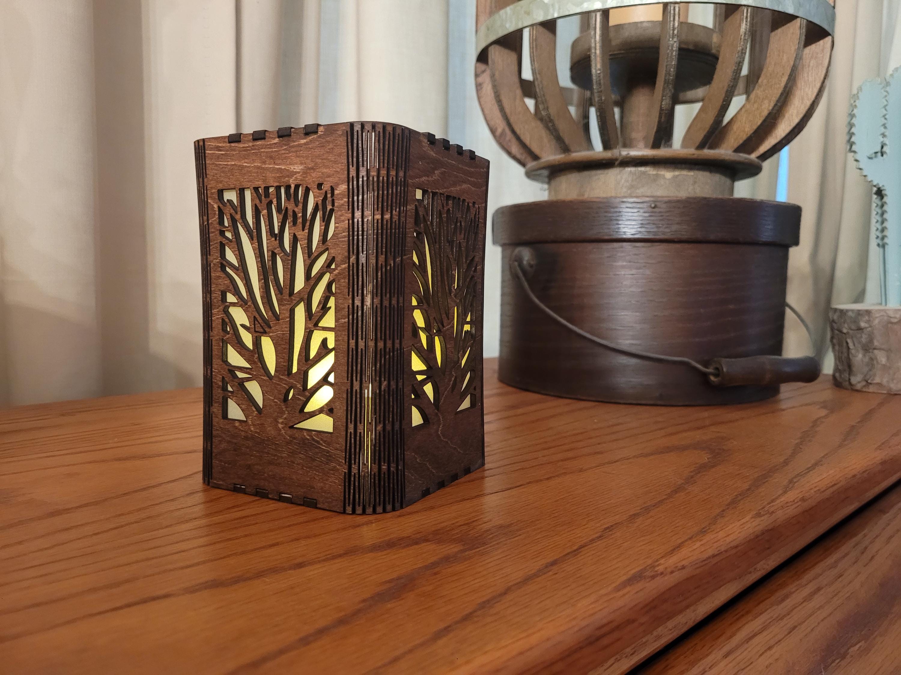 Tea Light Lantern: Personalized Wood Candle Holder (laser Engraved) - Etsy