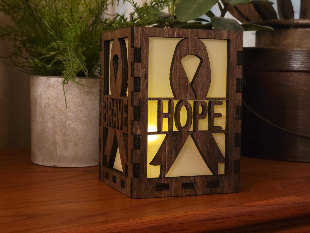Cancer Awareness Lantern, Wooden Tea Light Holder (personalized Gift ...