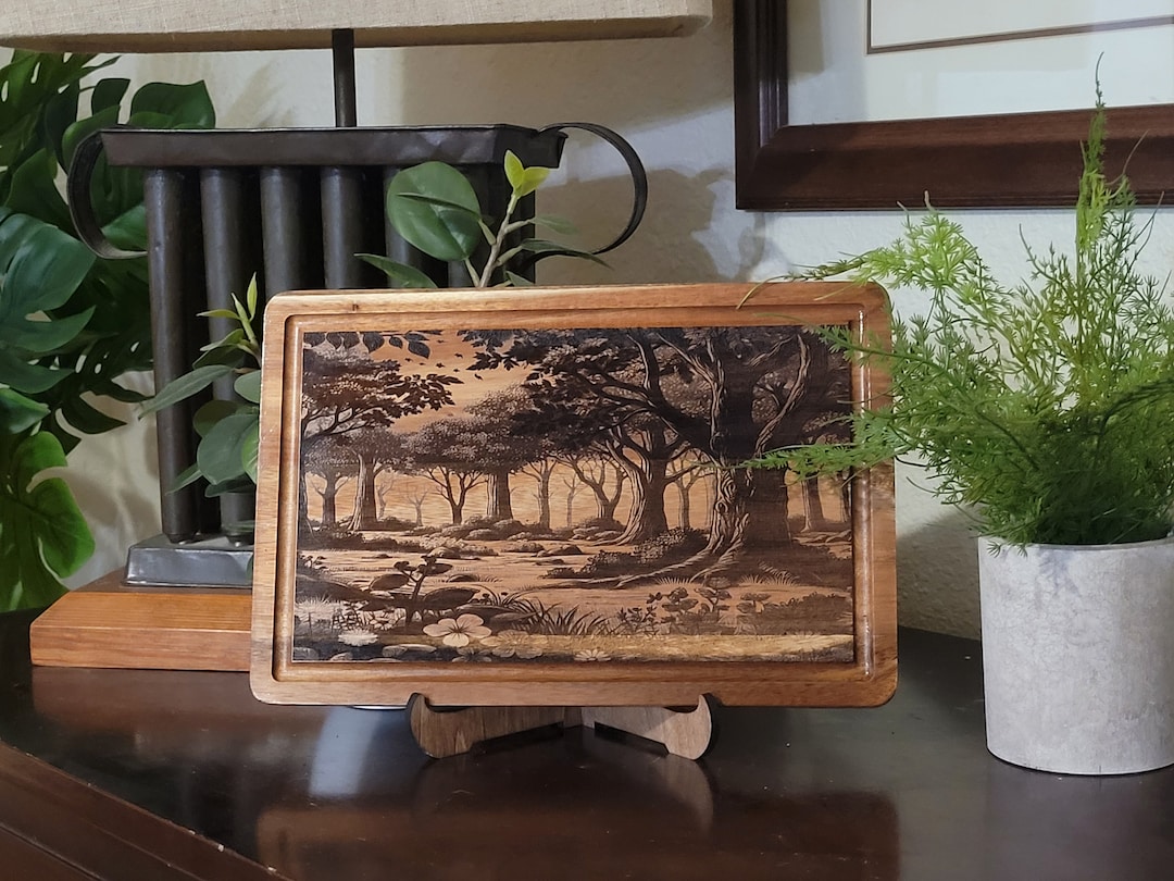 Engraved Acacia Wood Nature Scene: Custom Wall Art - Etsy