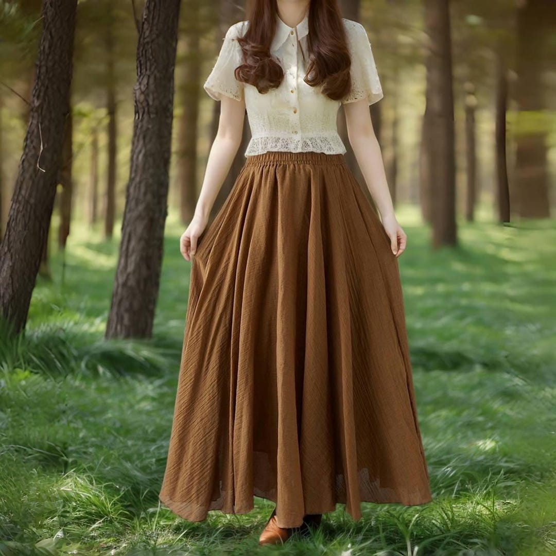 Double-layer Ren Faire Skirt, Cotton Linen Renaissance Skirt, Women ...