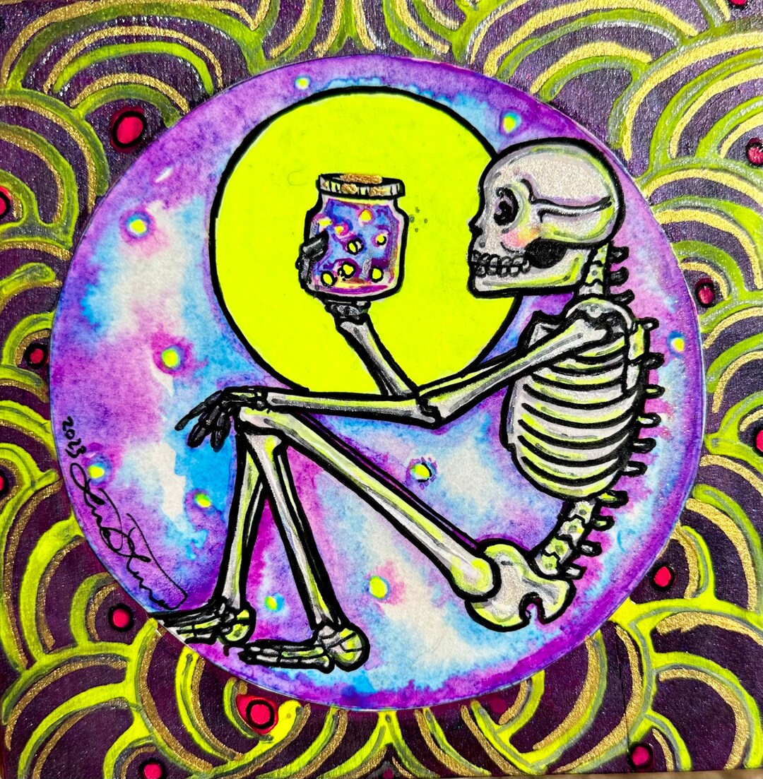 Original Mini Moonlight FIREFLIES Skeleton Dog Owner Dia De Los Muertos ...