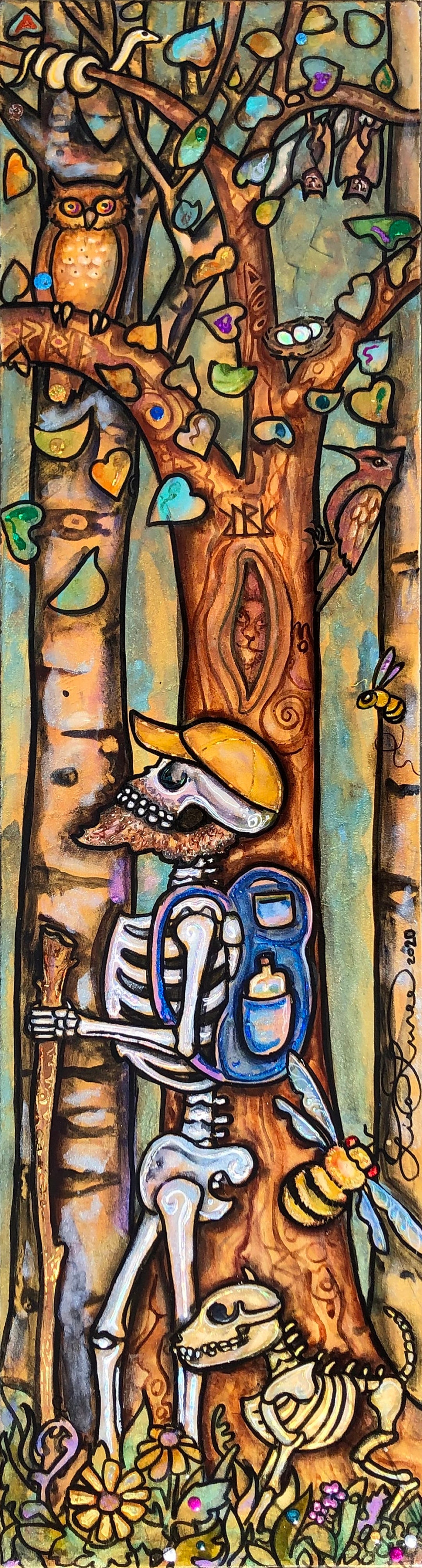 Bony Hiker - Dia De Los Muertos Skeleton Dog Art Print by Lisa Luree - Etsy