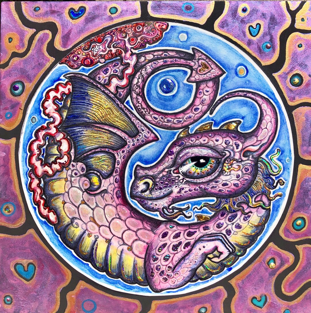 Original BABY DRAGON Fantasy Embryo Art Painting by Lisa Luree - Etsy