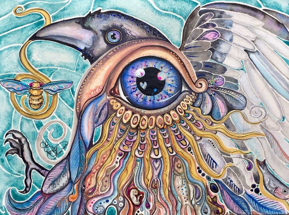 Heaven's Visionary - Magpie Bird EYE Art Print by Lisa Luree Bonediva ...