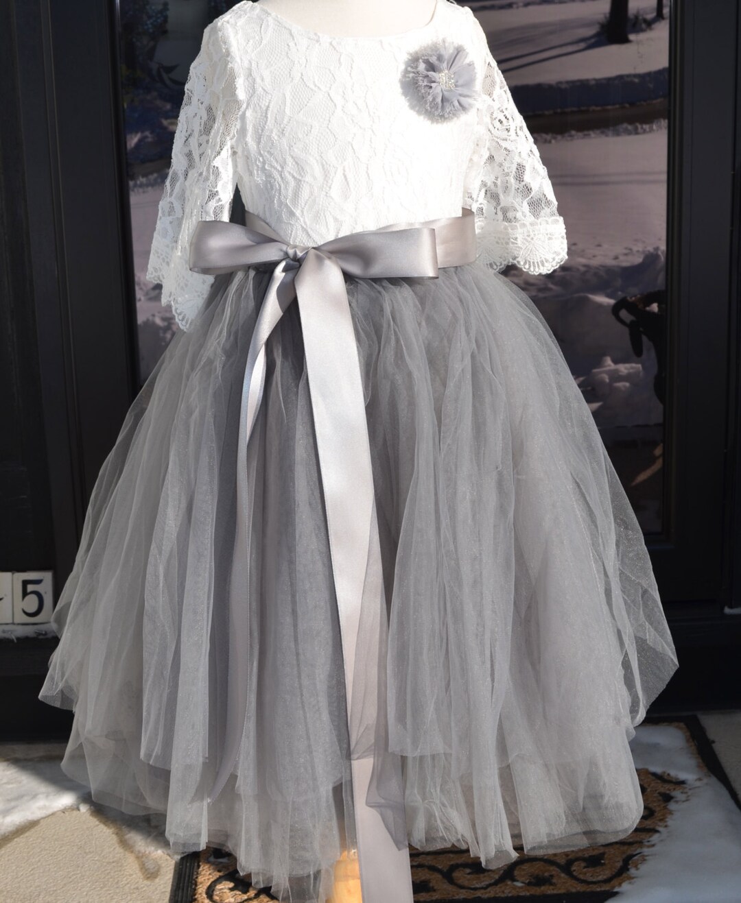 Girls Gray Tutu, Girls Smoke Grey Long Tulle Skirt , Gray Tutu, Tulle ...