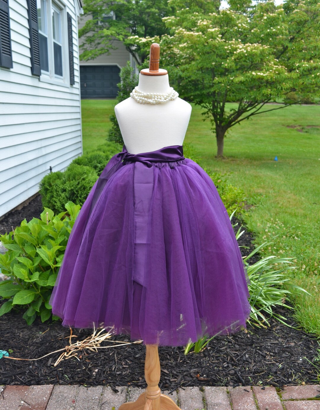 Flower Girl Plum Purple Tutu With Sash, Purple Long Tulle Skirt, Purple ...