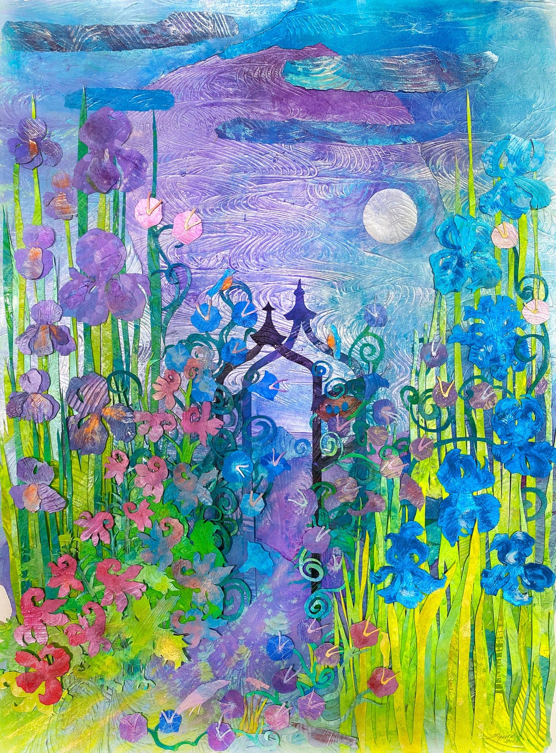 Sun Rising Moon Setting Bluebirds Nesting 21x28 Inches - Etsy