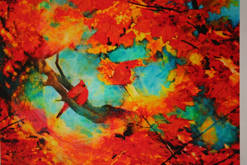 16x20 Inches Autumn Cardinal Bird Fine Art Photography - Etsy